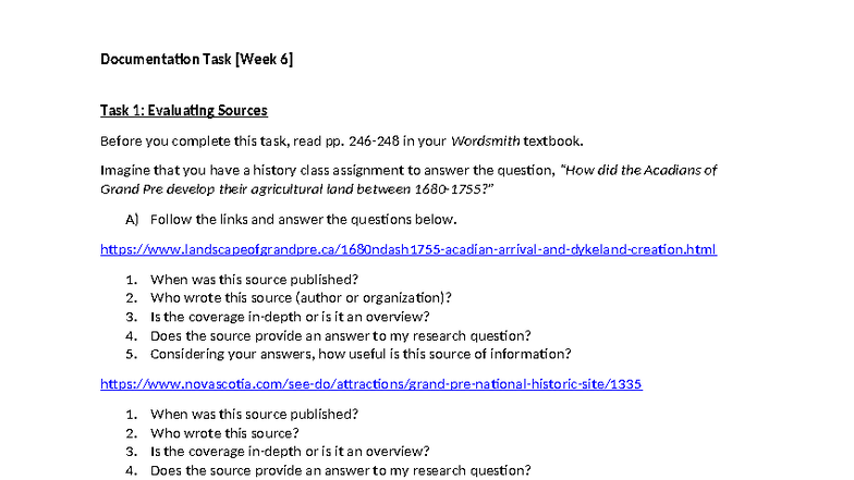 Documentation Task [ENG 101] - Evaluating Sources & MLA Citations - Studocu