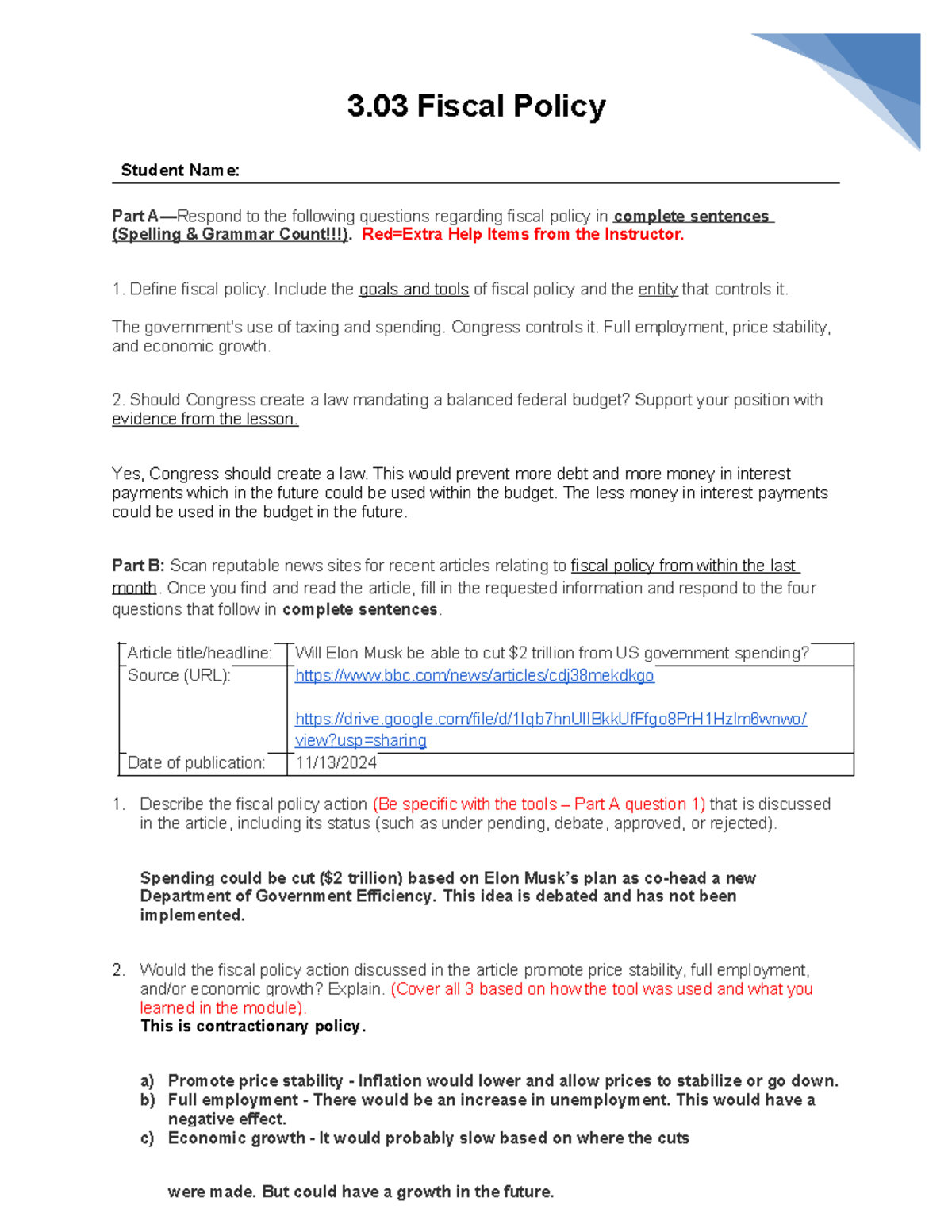 LVC - 3.03 Economics - Fiscal Policy Overview and Recent Developments ...
