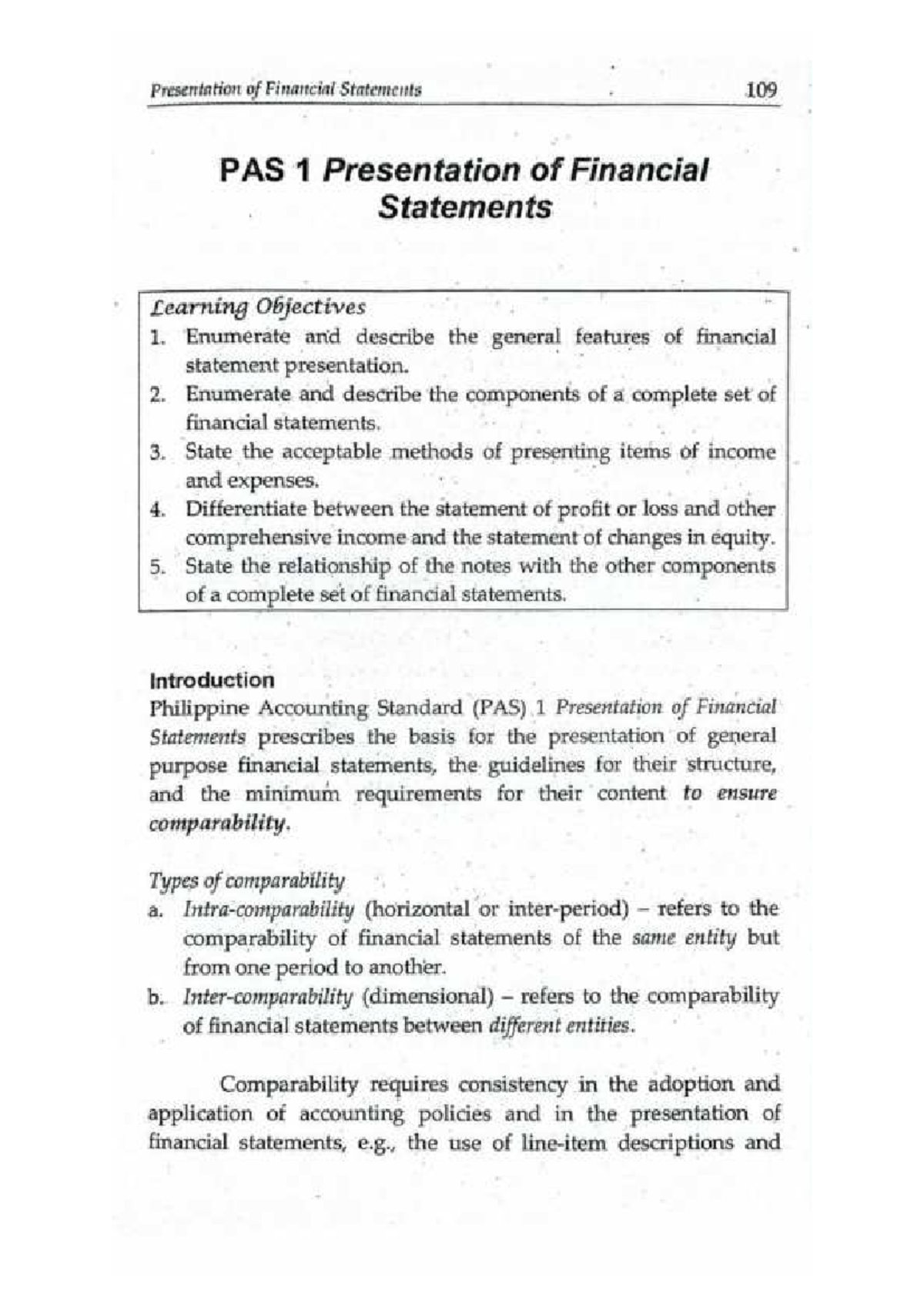 PAS 1 Review Materials: Presentation of Financial Statements - Studocu