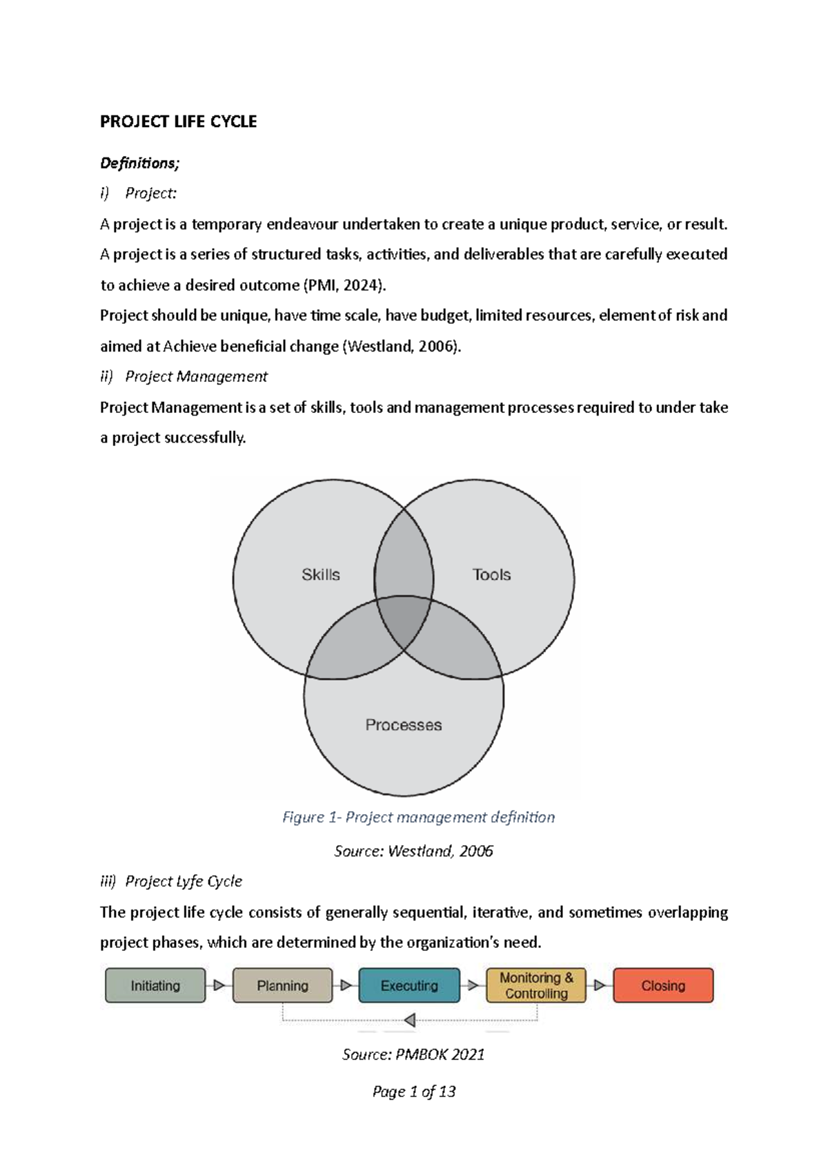 Project LIFE Cycle Overview: Key Phases and Management Techniques - Studocu