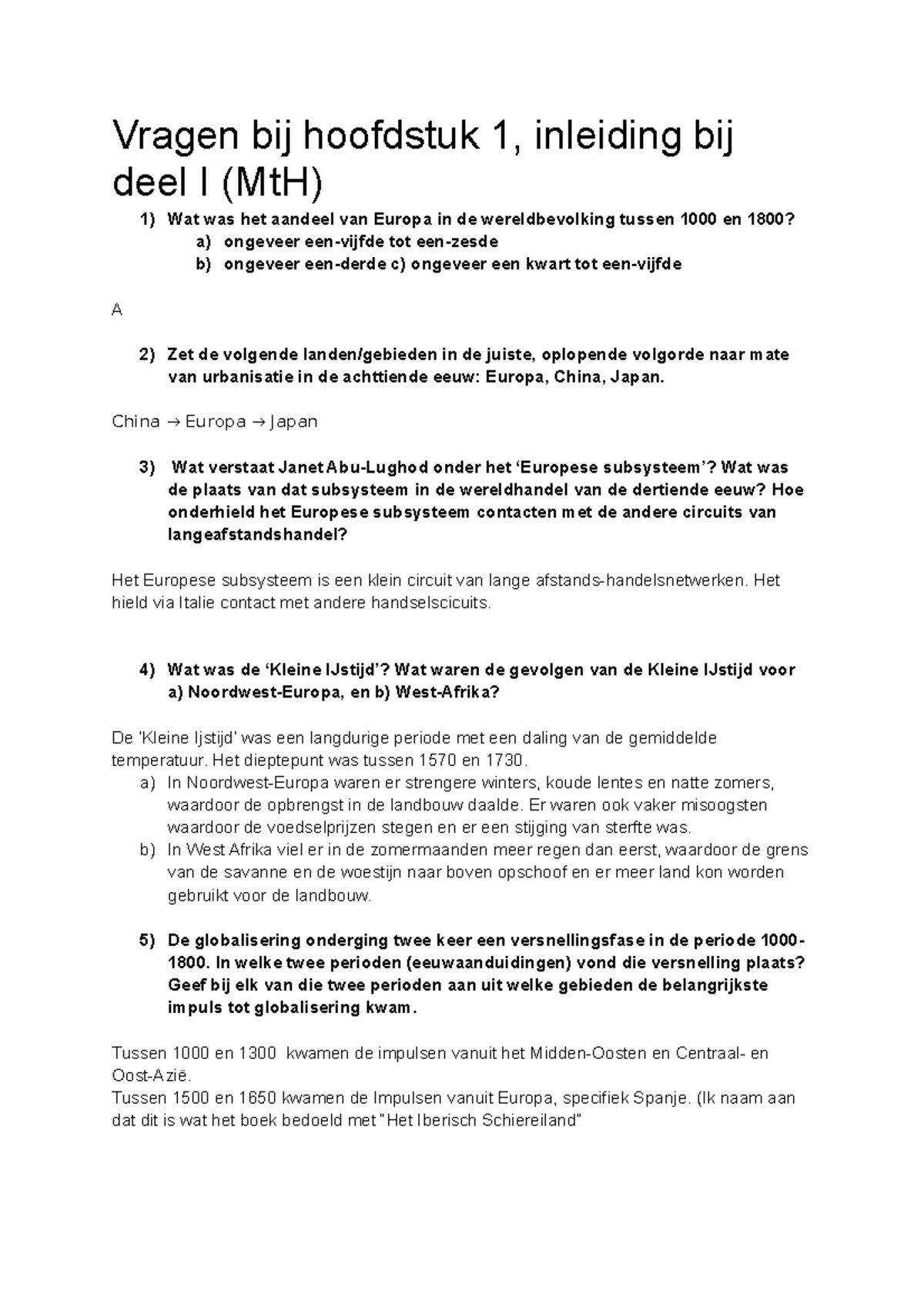 Week 2 - Antwoorden op Vragen Hoofdstuk 1 & 2 (KD) - Studeersnel
