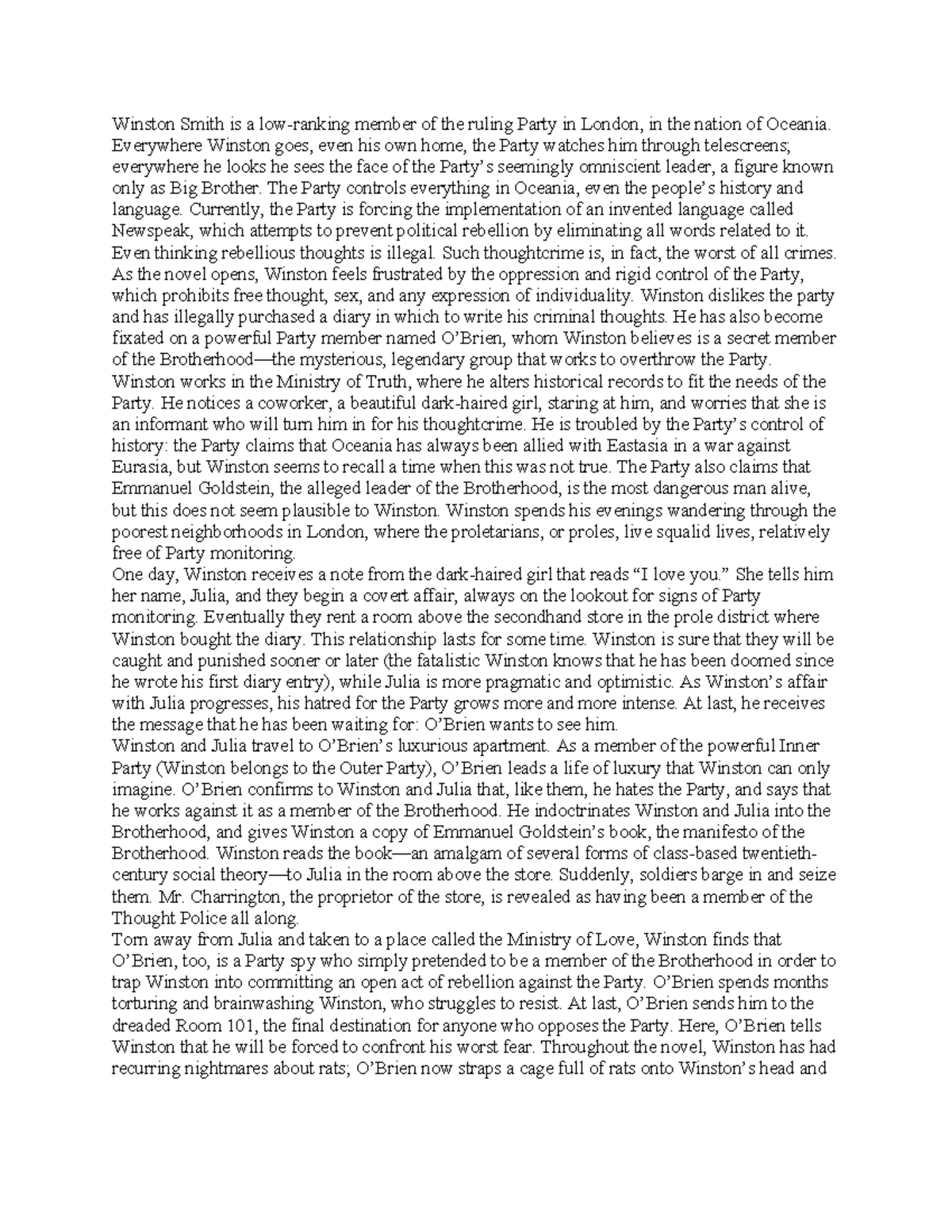 1984 - Detailed Summary & Analysis of George Orwell's Classic - Studocu