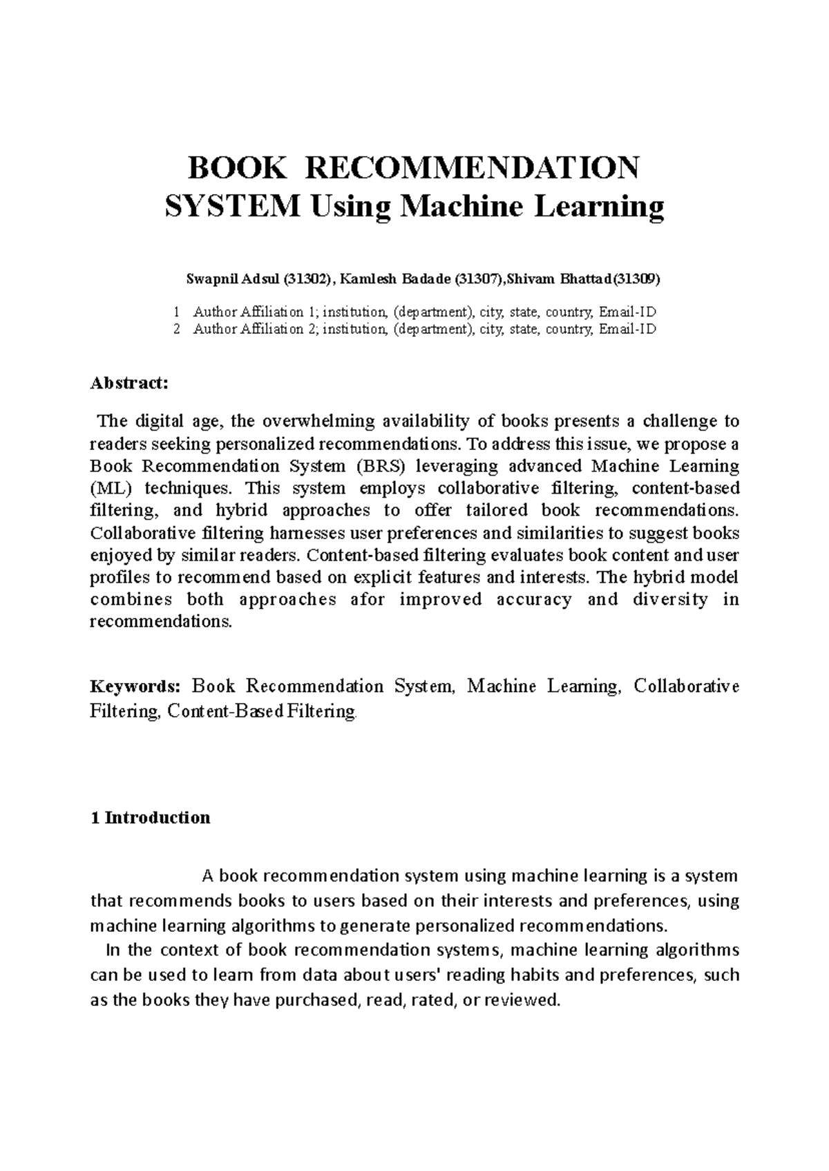 Book recommendation system using machine learning (31302) - Studocu