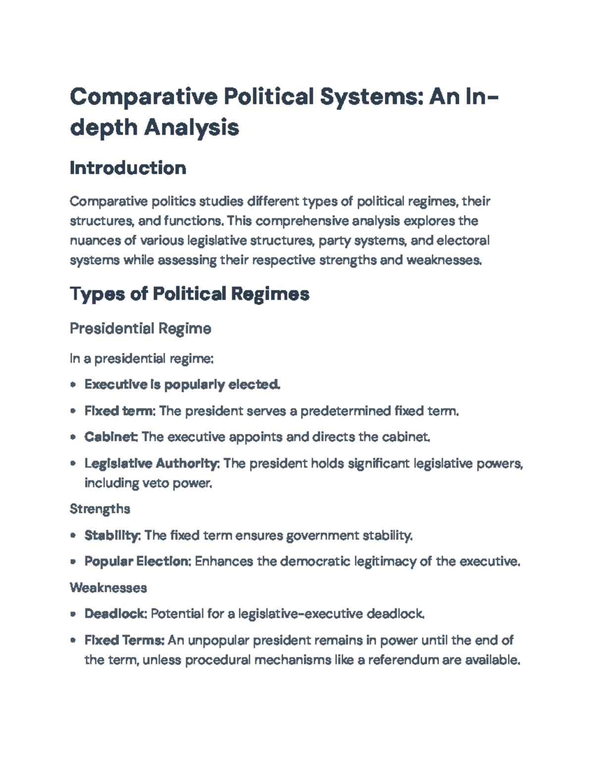 Comparative Political Systems: Structures, Regimes, and Electoral Types ...
