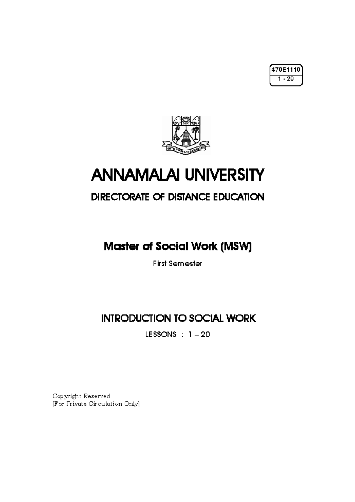 MSW 1st Sem: Introduction to Social Work - Lesson Notes - Studocu