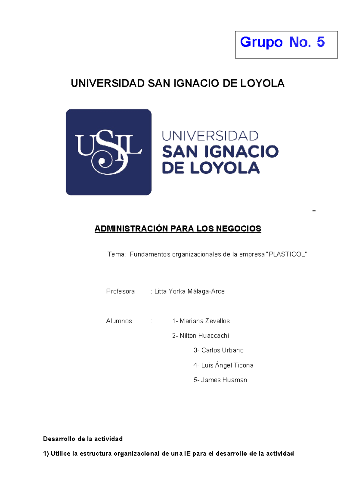 CASO Plasticol - Fundamentos Organizacionales y Estructura Empresarial ...
