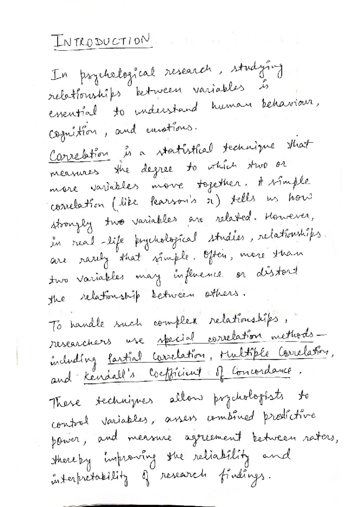 Psychology 101: Correlation Techniques in Research Methods - Studocu