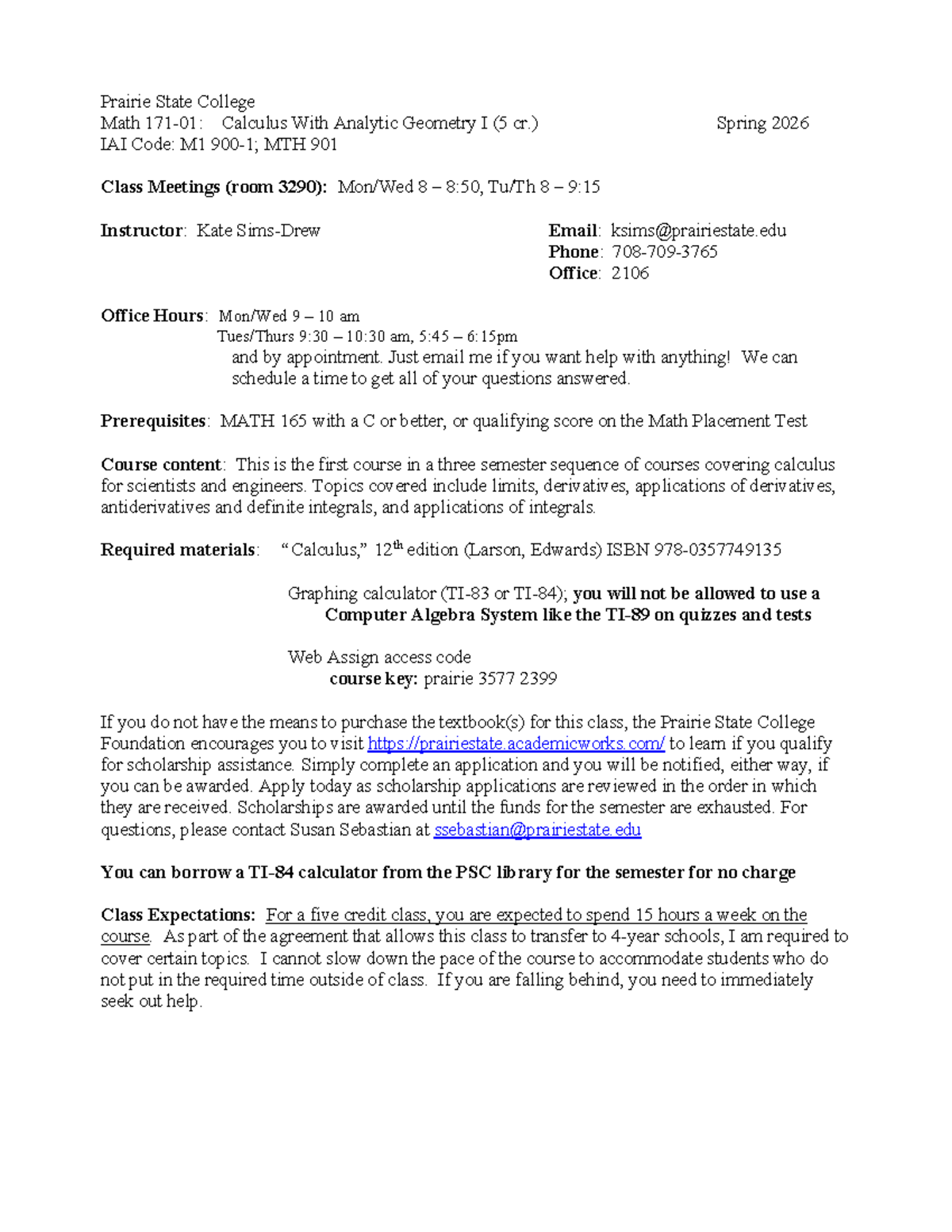 Math 171: Calculus with Analytic Geometry I Syllabus & Course Info ...