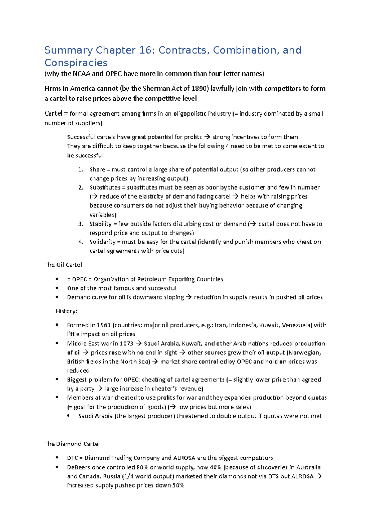 Contracts, Combinations, and Conspiracies Summary - Summary Chapter 16 ...