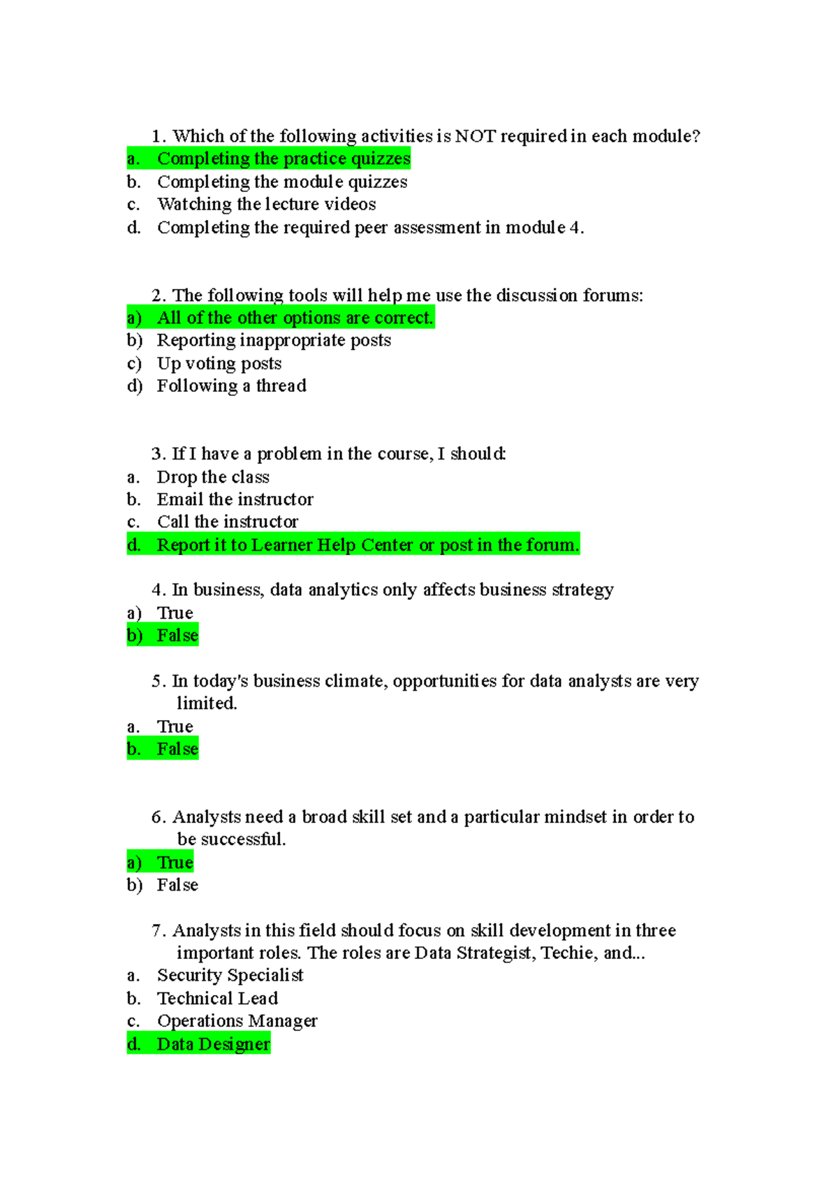 Mooc-2 mkt318 - Which of the following activities is NOT required in ...