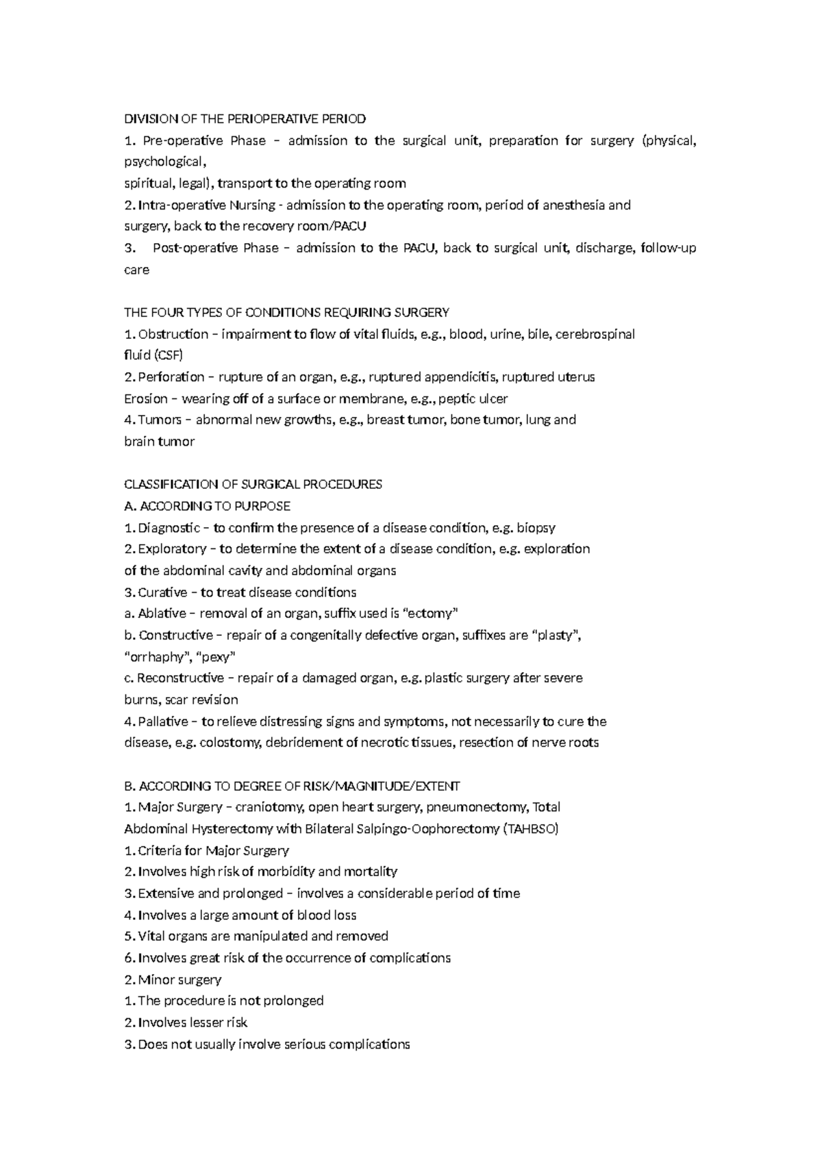 PERI OP Nursing Notes: Understanding the Surgical Process and Risks ...