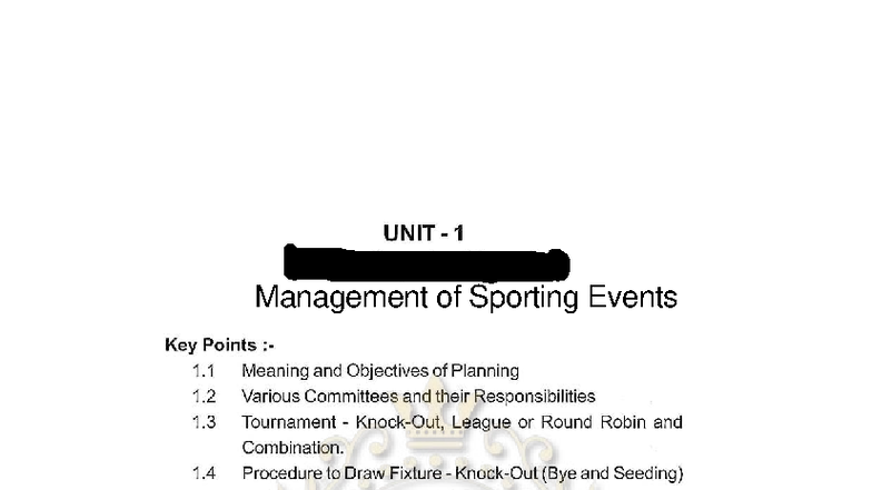Management of Sporting Events: Key Points and Committee Roles - Studocu