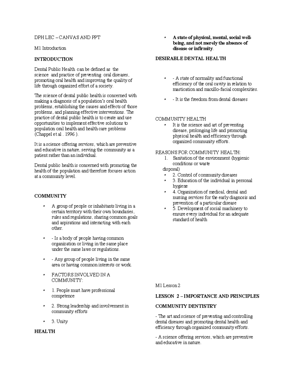 DPH-LEC - Comprehensive Review for Revalida Exam Preparation - Studocu