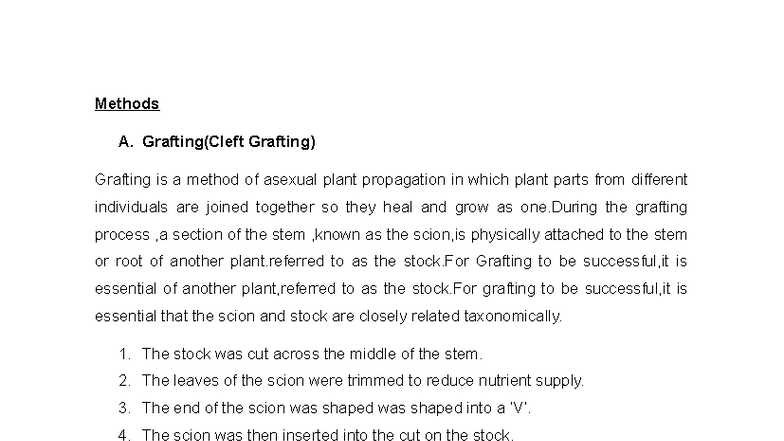 Methods Lab 2: Grafting Techniques and Marcotting Explained - Studocu