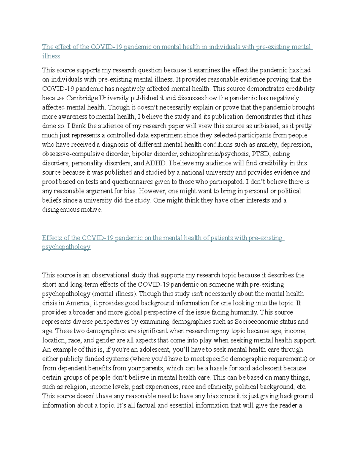 Module Two Assignment - The effect of the COVID-19 pandemic on mental ...