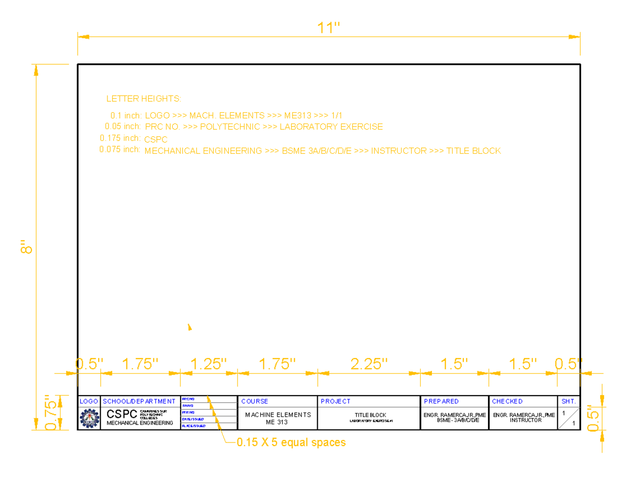 Title Block Creation.LAB Exercise#1 8X11 with dimensions# - LOGO SCHOOL ...