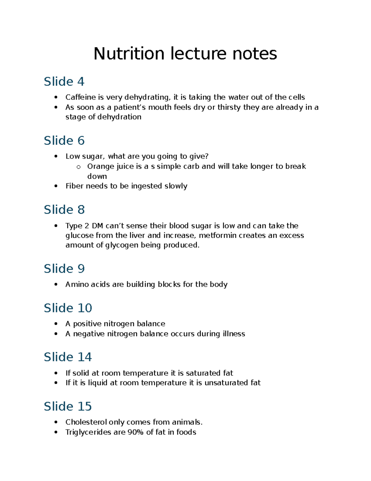 Nutrition Lecture Notes: Key Concepts and Insights - Studocu