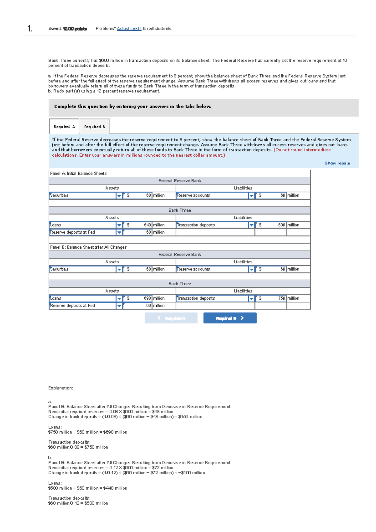 FMI CH4 QUIZ REVIEW: Reserve Requirements Impact on Bank Balance Sheets ...