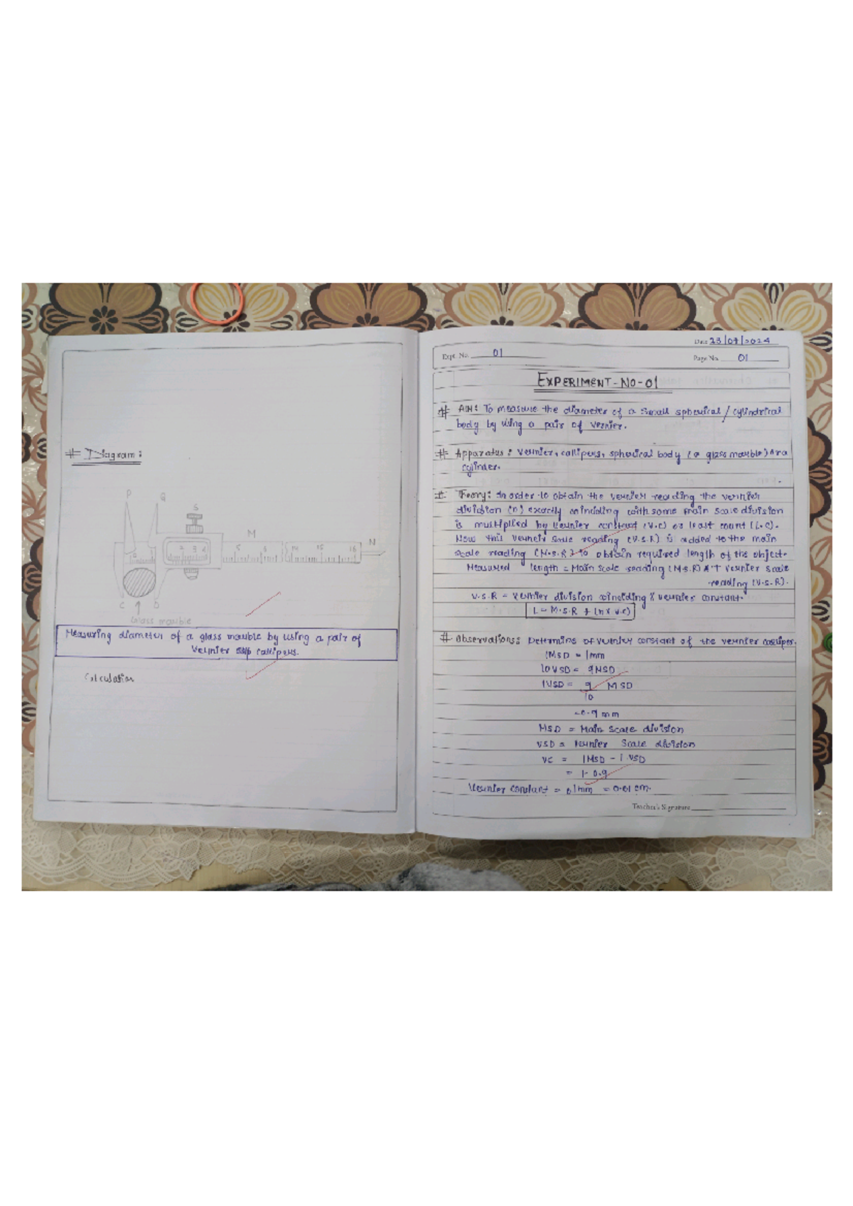 Physics Practical File (XI): Experiments on Measurement Techniques and ...