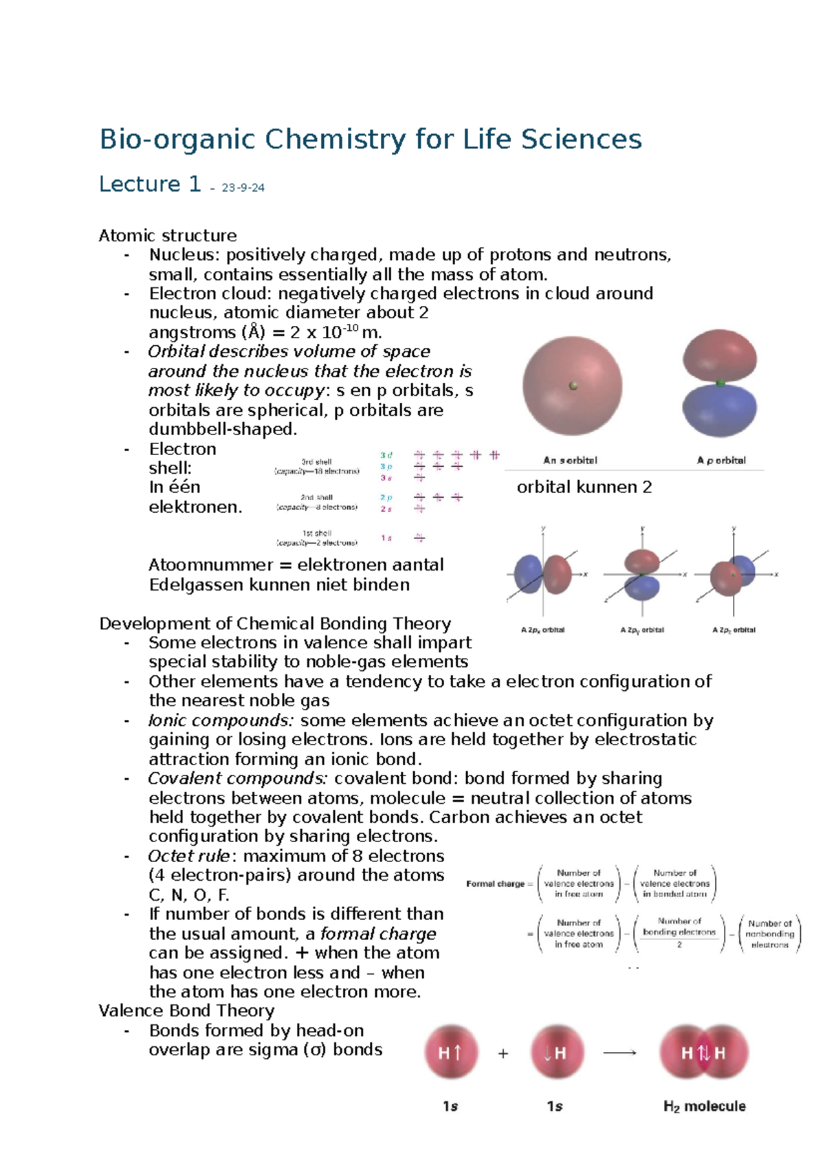 Bio-Organic Chemistry Lecture Notes (BCH 101) for Life Sciences ...