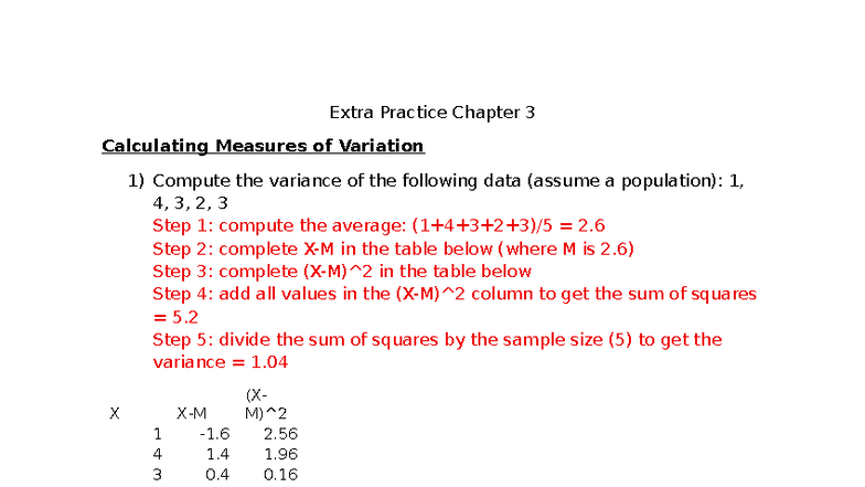 Extra Practice Chapter 3: Measures of Variation & Graphs KEY - Studocu