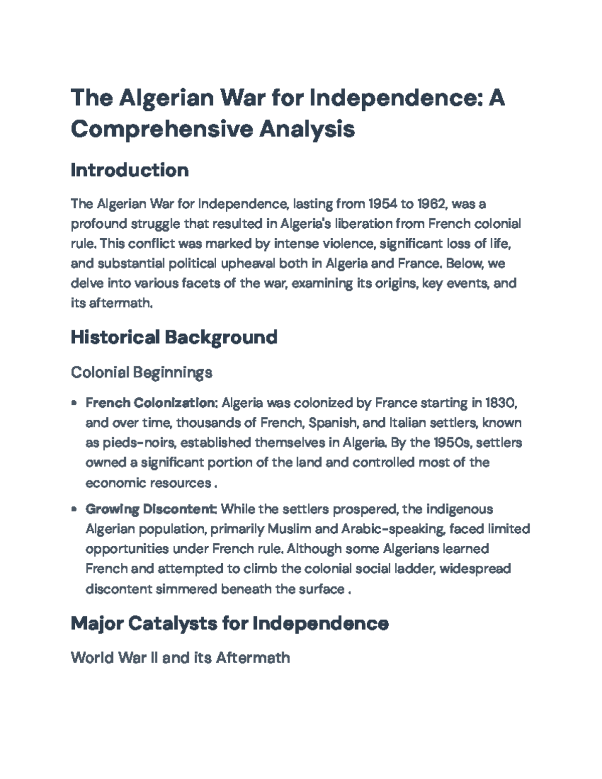 The Algerian War for Independence: A Critical Analysis (HIST 301) - Studocu