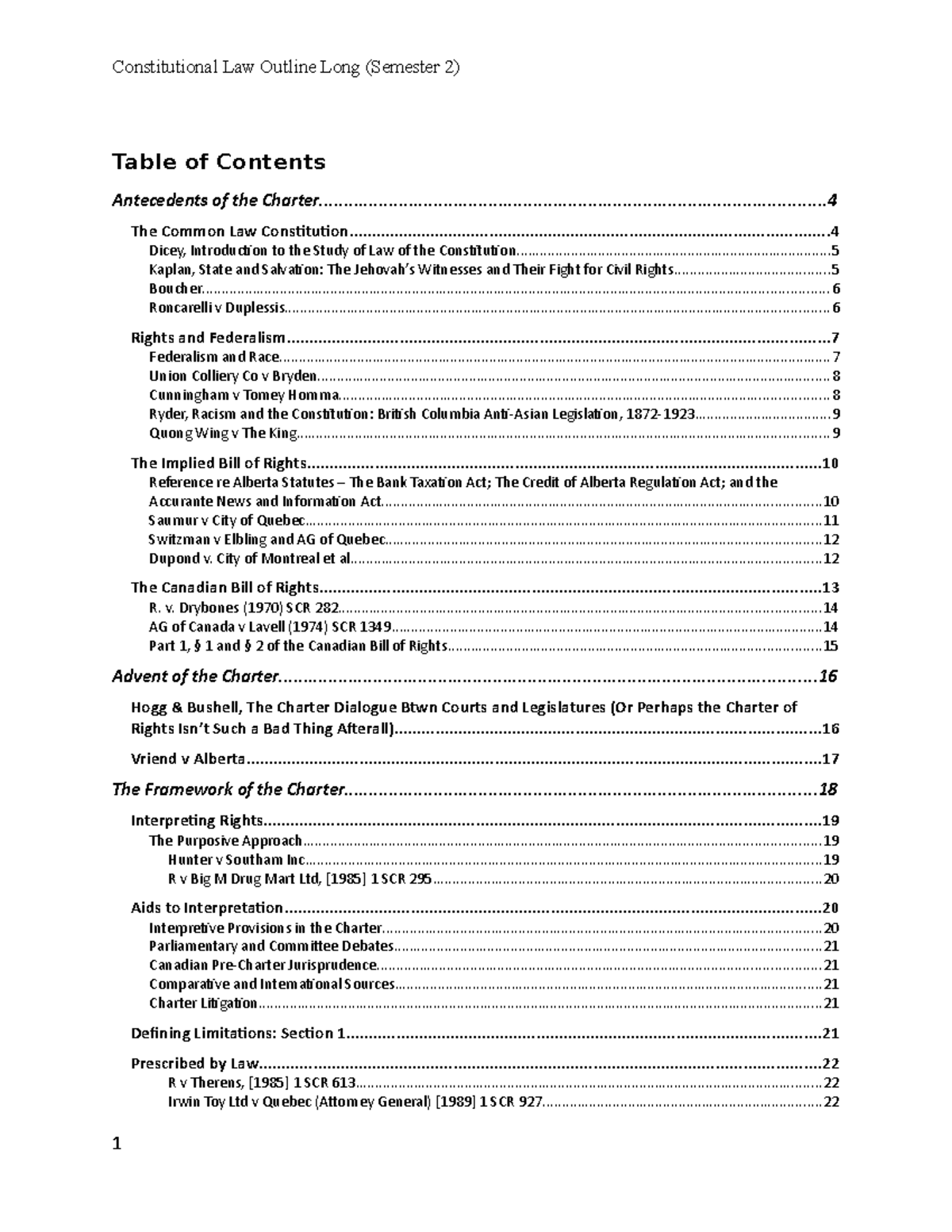 Constitutional Law Outline (LAW 401) - Key Concepts and Cases - Studocu