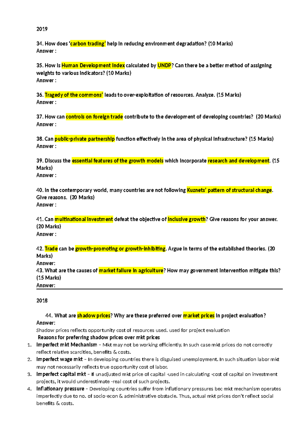 G&D PYQ (2019-2020) - Solved UPSC CSE Optional Economics Questions ...
