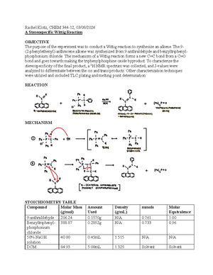 CHEM 344-12 Experiment 5 Lab Report - Rachel Klotz, CHEM 344-12, 02/16 ...