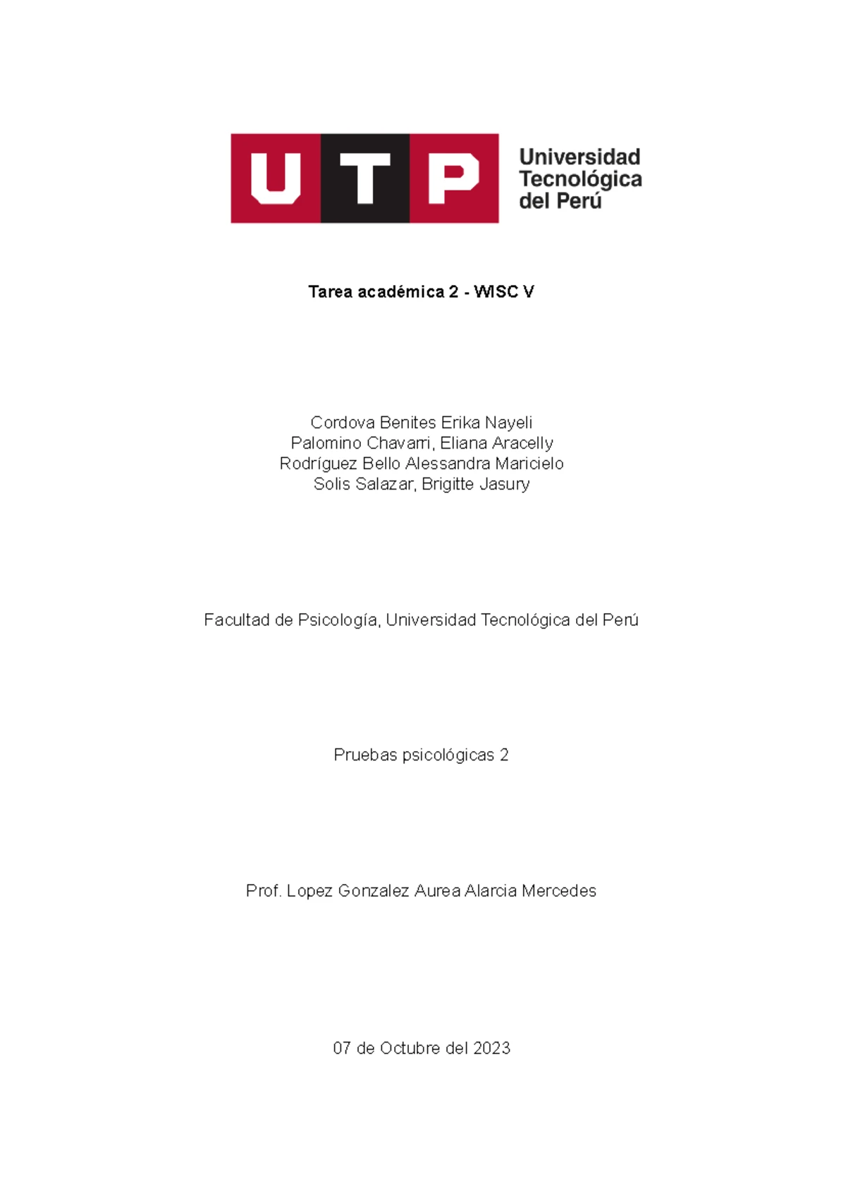 Informe Psicológico Final Final Informe PsicolÓgico I Datos 6965