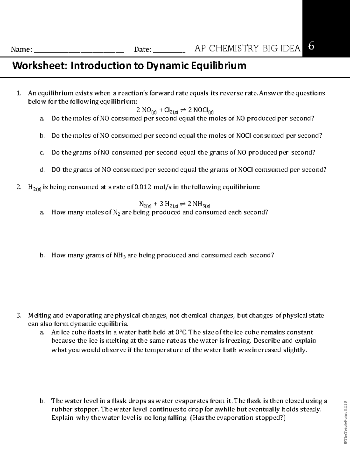 U3L1 - SCH4U OVS Unit 3 Lab 1: Introduction to Dynamic Equilibrium ...