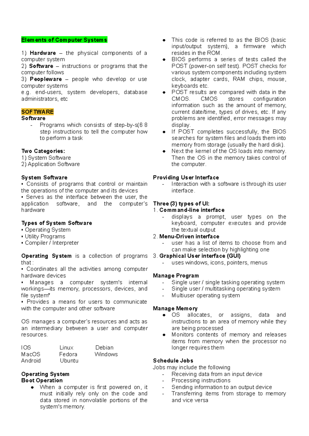 ITC-Finals-Reviewer - Elements of Computer Systems Hardware – the ...