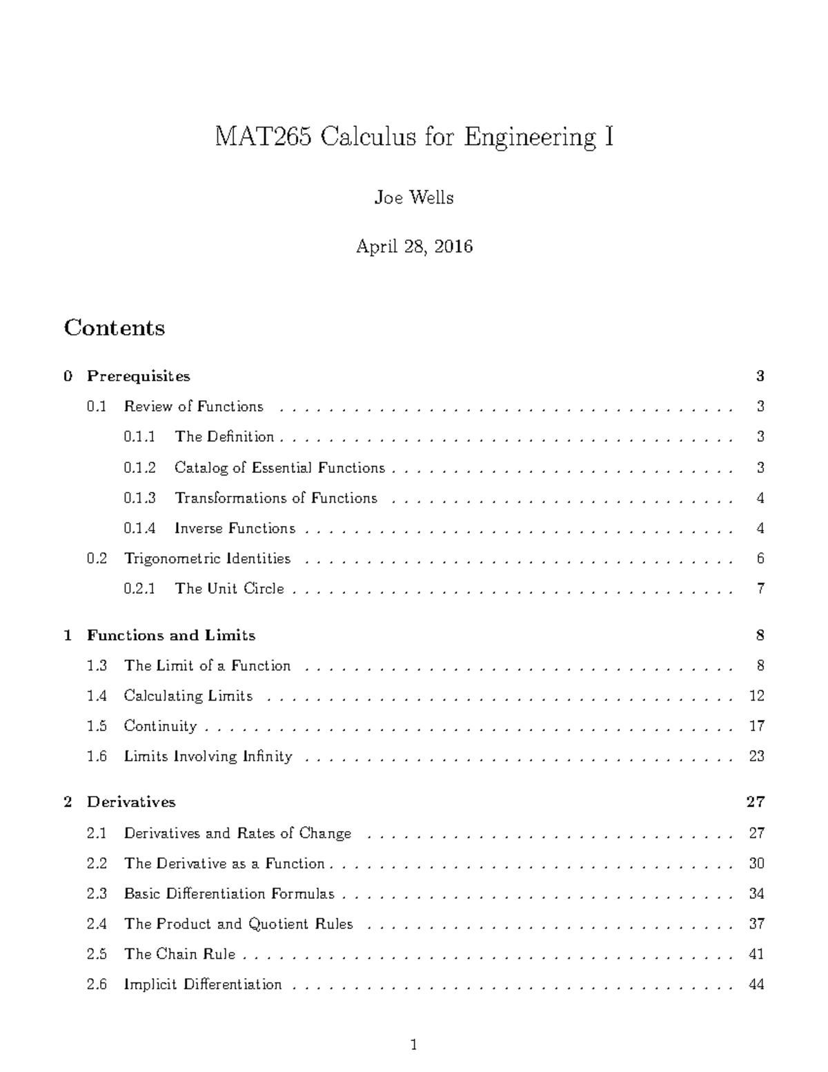 MAT265 - Comprehensive Lecture Notes on Calculus I Topics - Studocu