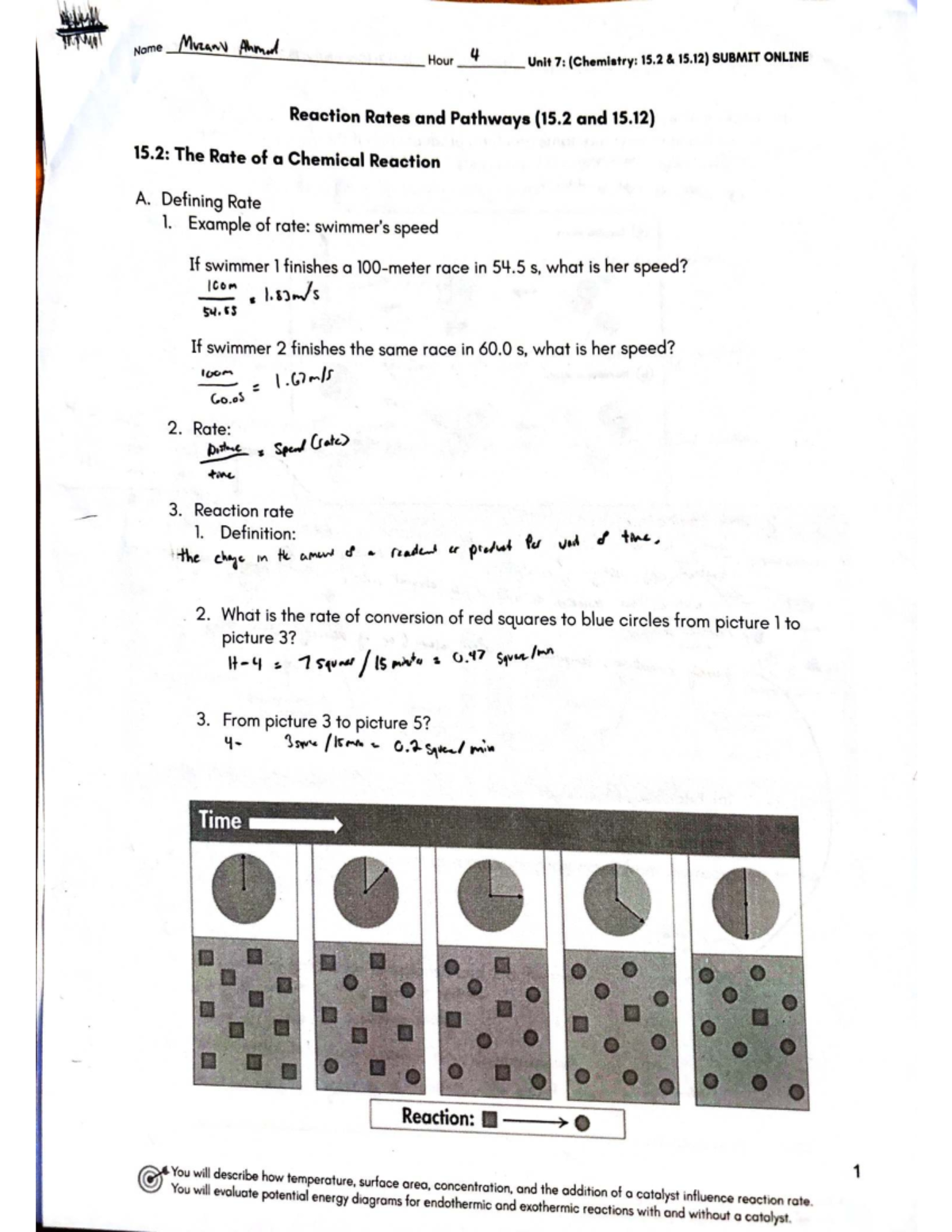 Chemistry Unit 7: Reaction Rates & Pathways (15.2 & 15.12) Notes - Studocu