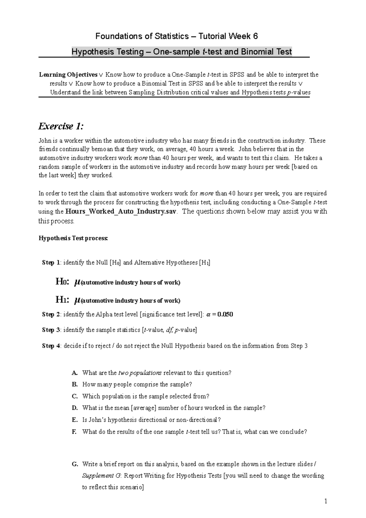 STA10003 Week 6 Tutorial Handout - Word file - Foundations of ...