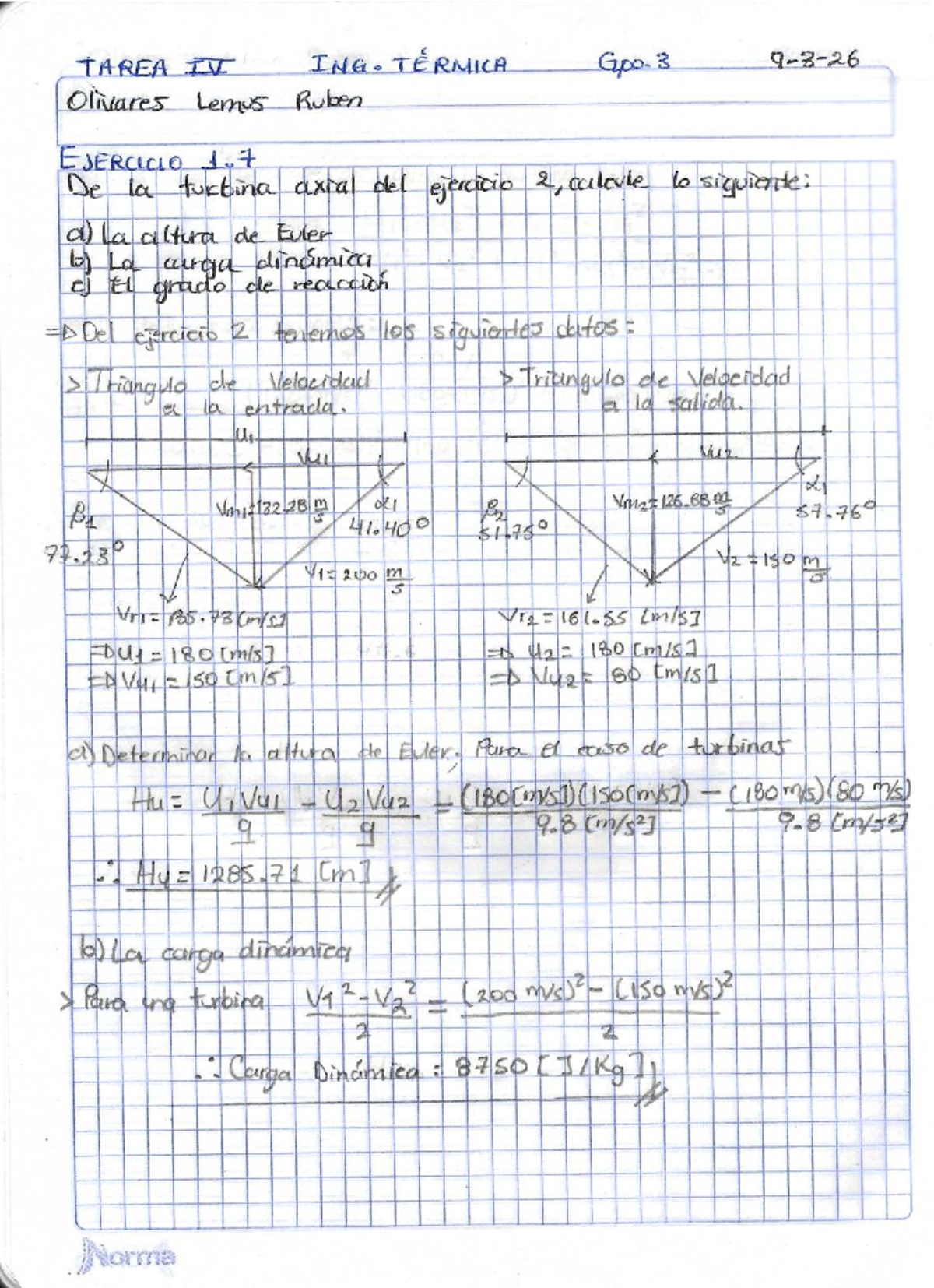 TAREA IV ING. TÉRMICA Gpo.3: Cálculos de Turbina Axial - Studocu