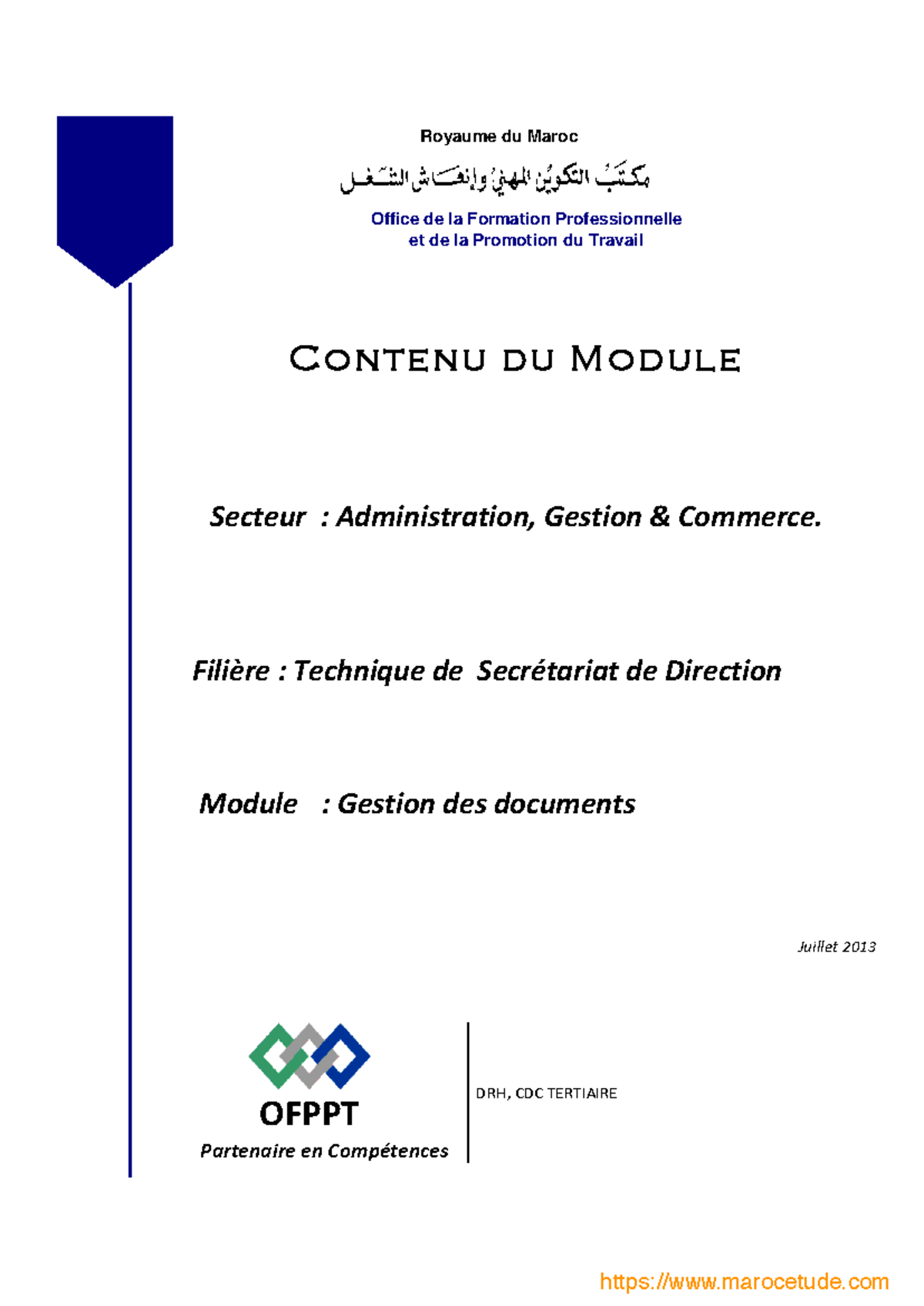Module GC 2013 : Gestion des Documents et Classement Administratif - Studocu