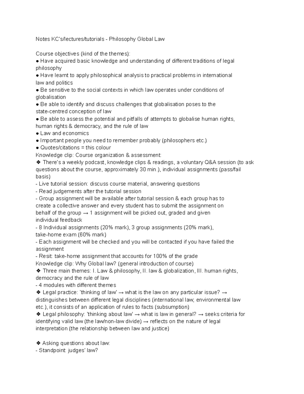 Philosophy Notes: Global Law Themes and Case Studies (PHI 101 ...