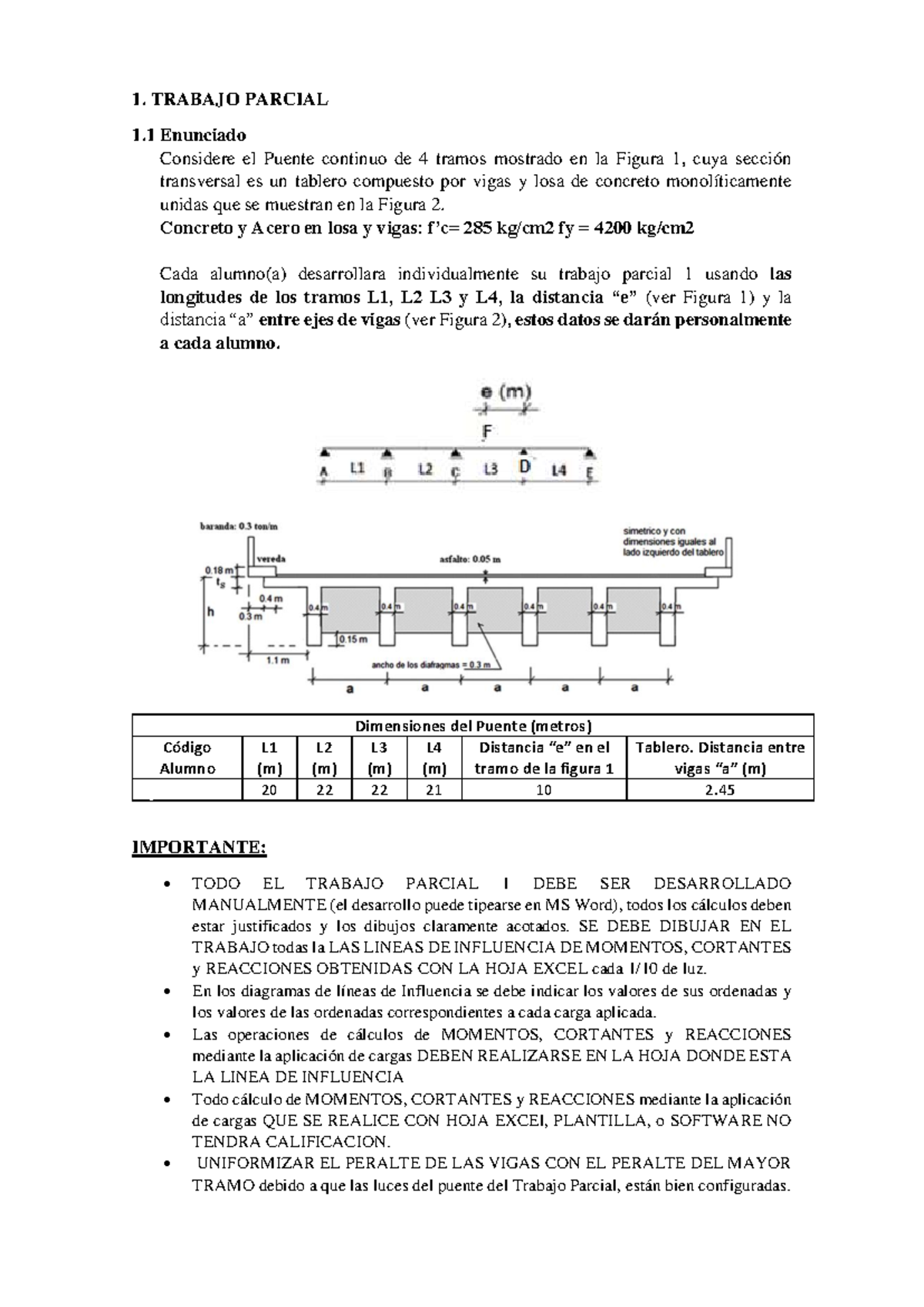 Trabajo Parcial 1: Análisis de Puentes Continuos y Líneas de Influencia ...