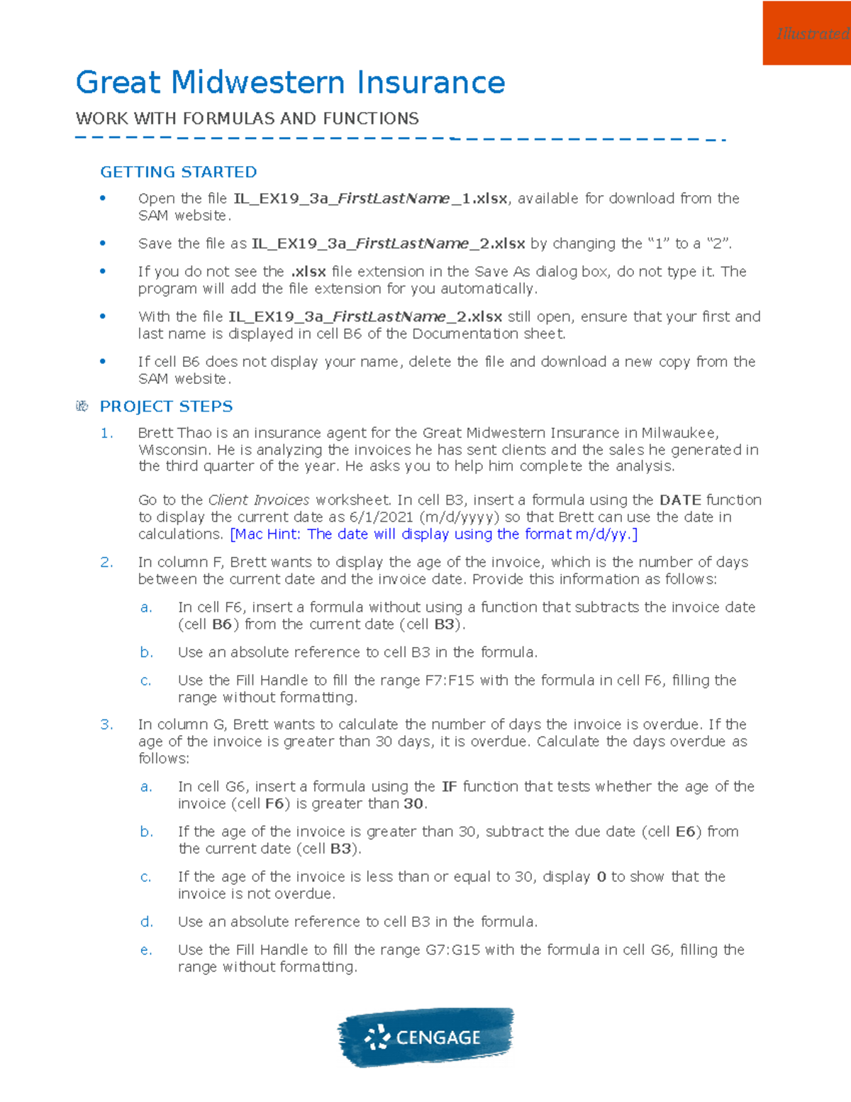 Excel 2019 IL EX19 3a: Great Midwestern Insurance Project Guide - Studocu