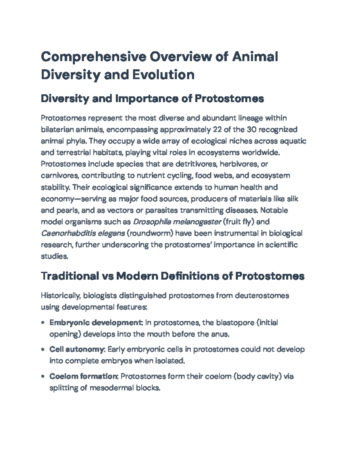 Comprehensive Overview of Animal Diversity and Evolution (BIO 2023 ...
