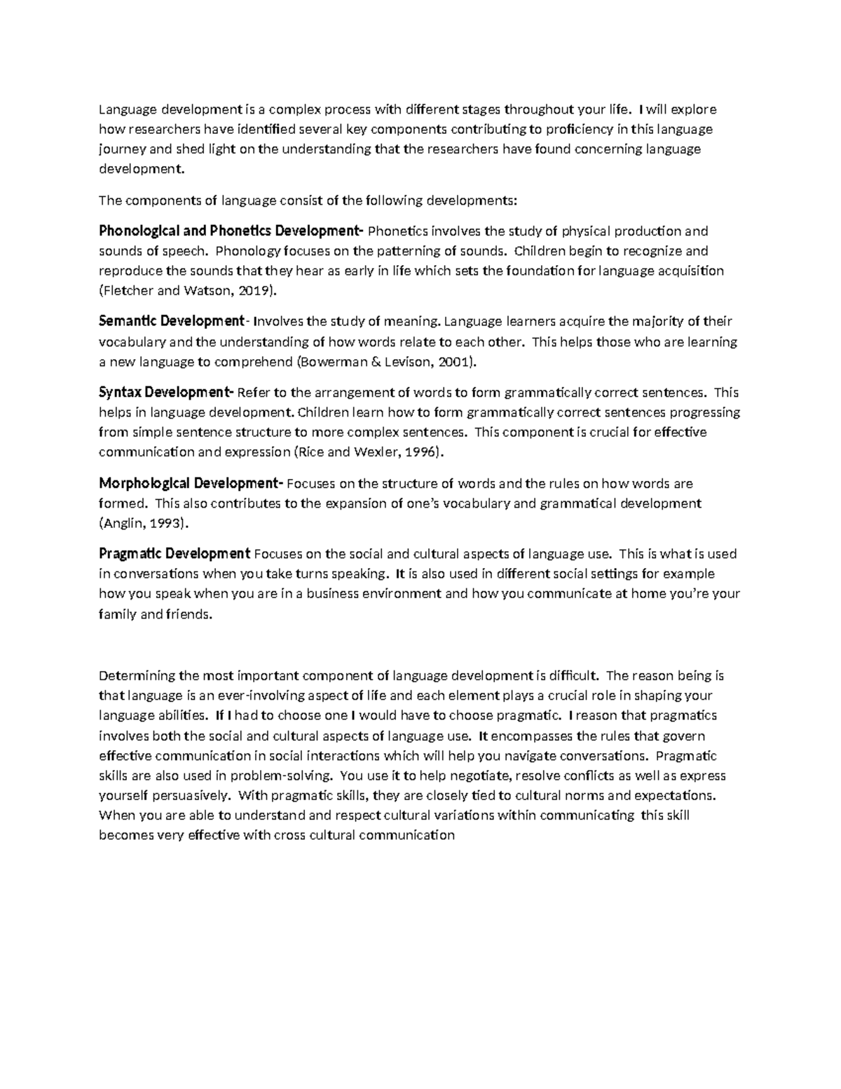 Discussion #3: Key Components of Language Development Theory - Studocu