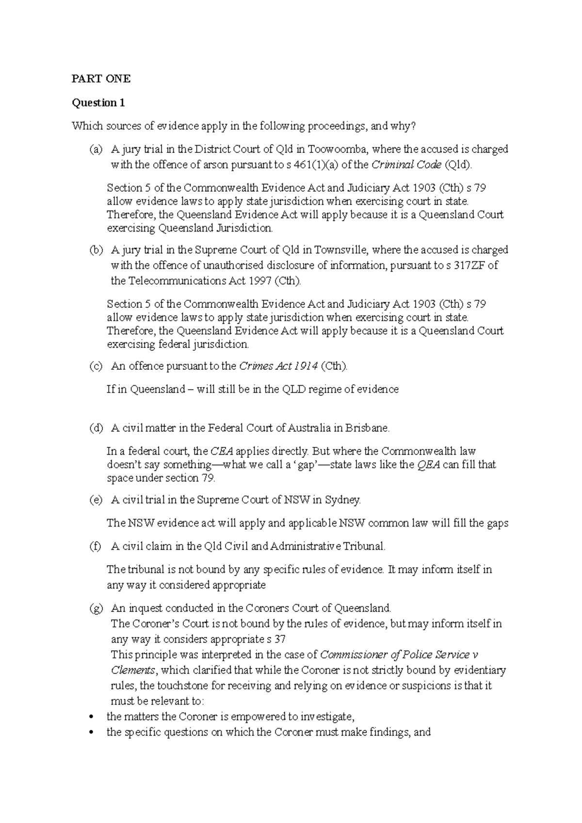 Evidence Law Analysis: QLD Criminal Code & Admissibility Issues ...
