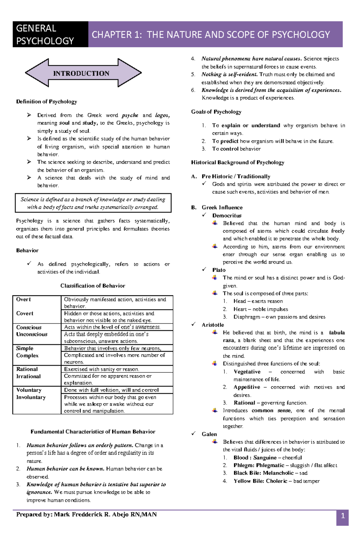 Chapter 1: Exploring the Nature and Scope of Psychology - Studocu