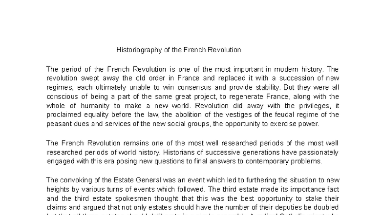 Historiography of the French Revolution: Key Perspectives and ...