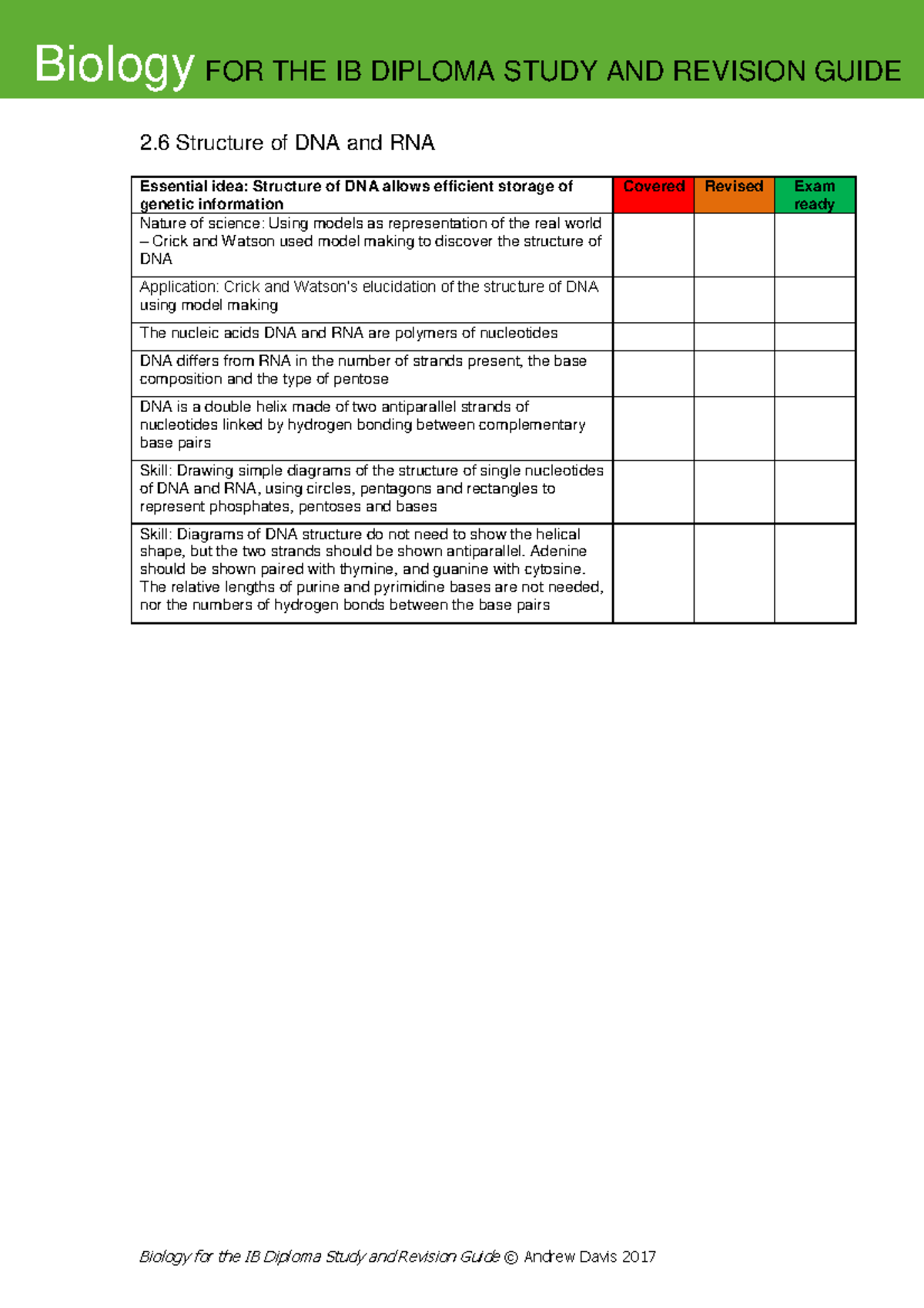 Biology for the IB Diploma: Topic 3 Checklist and Revision Guide - Studocu