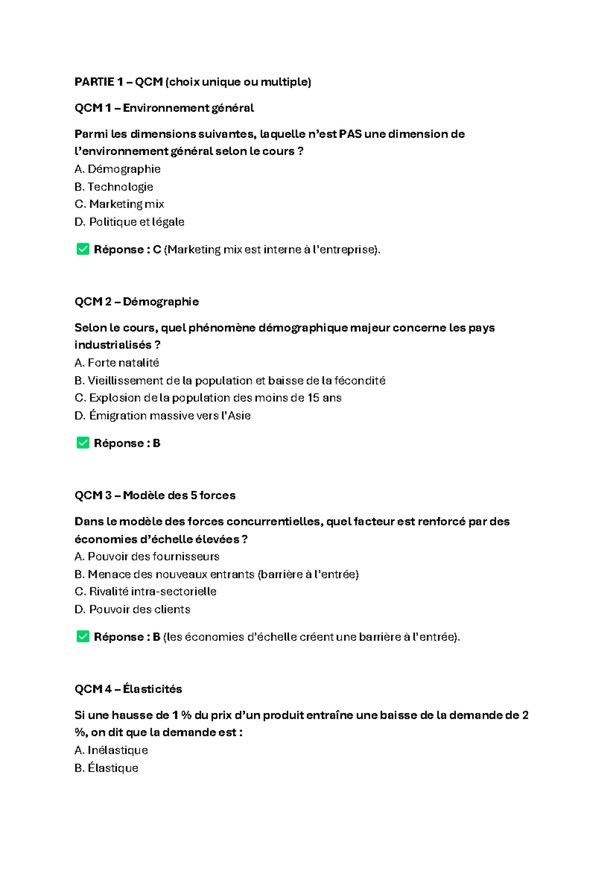 QCM 1-8 Environnement Général et Concepts Organisationnels - Document ...