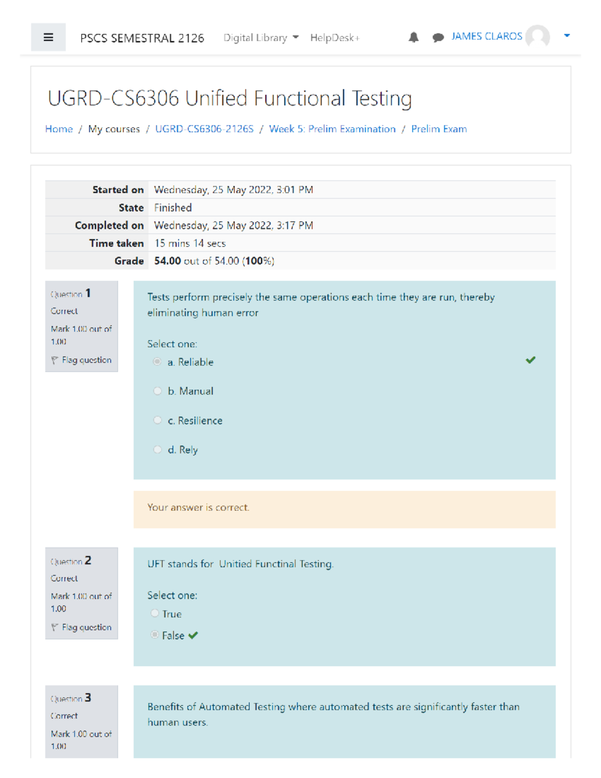 Prelim Exam Review - UGRD-CS6306 Unified Functional Testing - Studocu