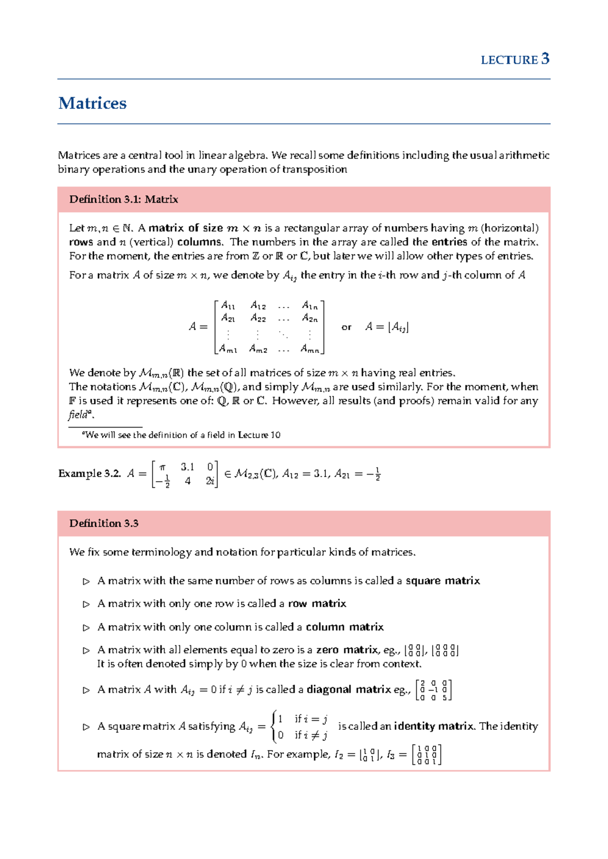 MAST10022 2023 Lecture 3: Introduction to Matrices - Studocu