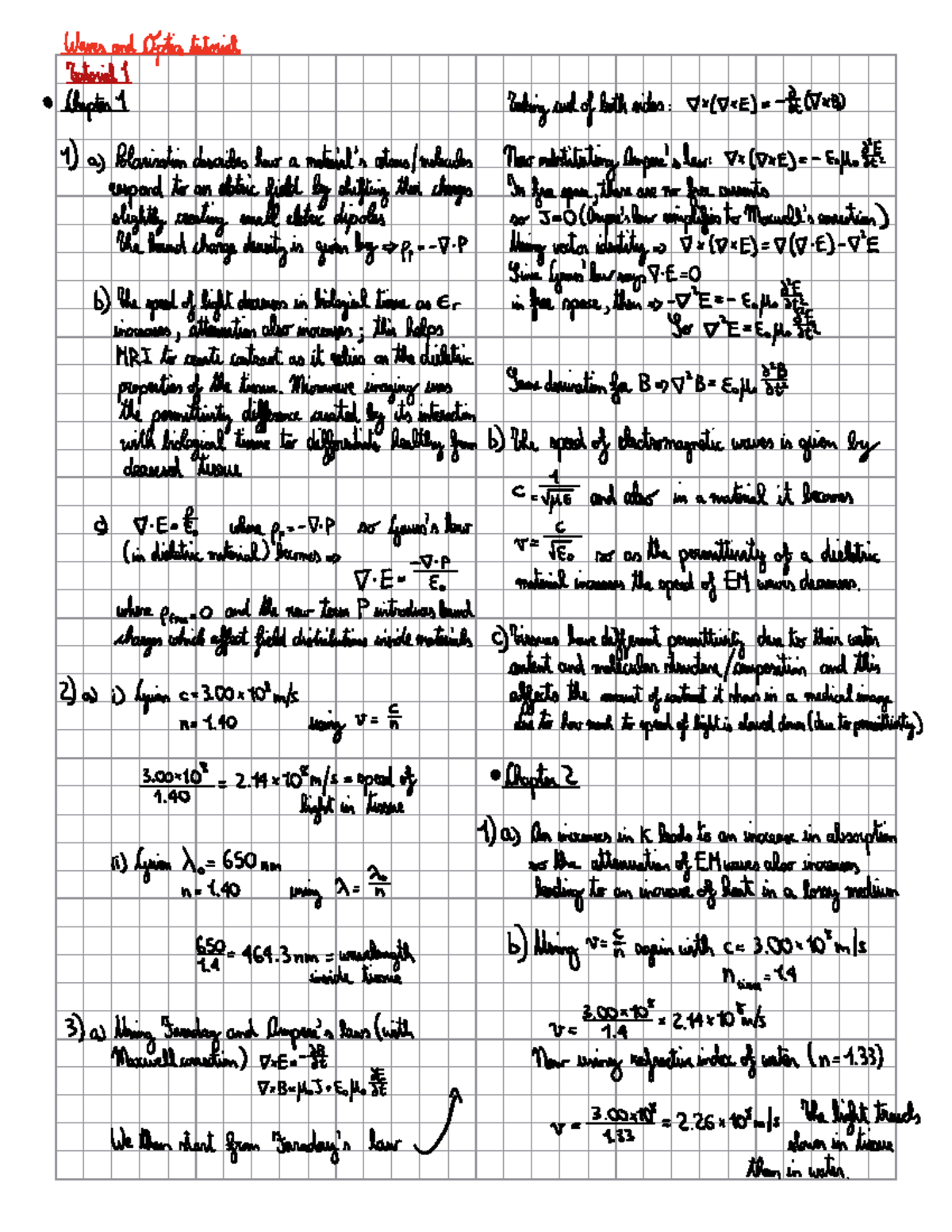 55094755 Waves and Optics Tutorial 1: Electromagnetic Wave Behavior ...